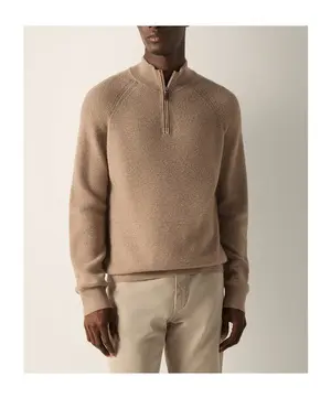 Zegna Cashmere Mélange Half-zip Mock Neck Sweater