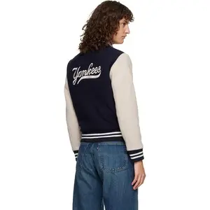 SPORTY  RICH Sporty & Rich Varsity Jacket With Striped Trim