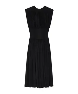 ANINE BING Sleeveless Round Neck Midi Dress With Pleats