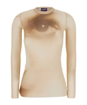 JEAN PAUL GAULTIER Long-sleeved T-shirt With Face Print - Beige