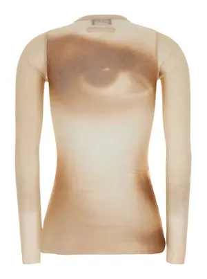 JEAN PAUL GAULTIER Long-sleeved T-shirt With Face Print - Beige