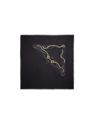 Gucci GG Wool Silk Jacquard Cape Black