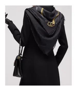 Gucci Gg Wool Silk Jacquard Cape - Black