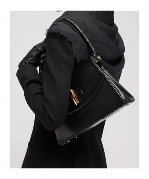 Gucci Gg Wool Silk Jacquard Cape - Black