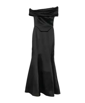 Solace Off-shoulder Satin-finish Maxi Dress