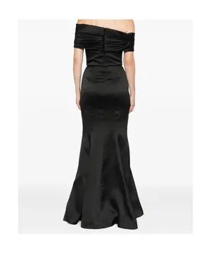 Solace Off-shoulder Satin-finish Maxi Dress