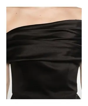 Solace Off-shoulder Satin-finish Maxi Dress