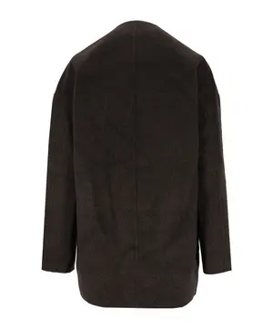 Loulou De Saison Single-breasted Crewneck Coat - Dark Brown