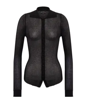 DONDUP Ribbed Knit Long Sleeve Cardigan