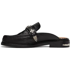 TOGA VIRILIS Crocodile-embossed Mules With Pin Buckle Detail