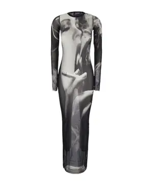 JEAN PAUL GAULTIER Long Sleeve Graphic Maxi Dress
