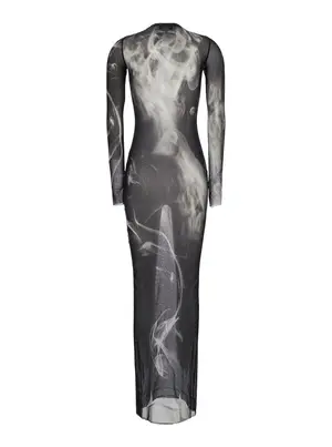JEAN PAUL GAULTIER Long Sleeve Graphic Maxi Dress