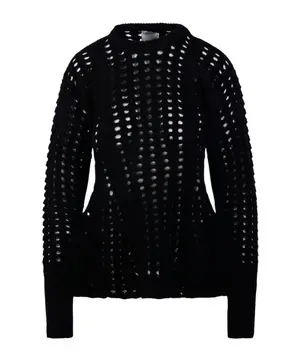 NUDE Perforated T-neck Sweater - Black
