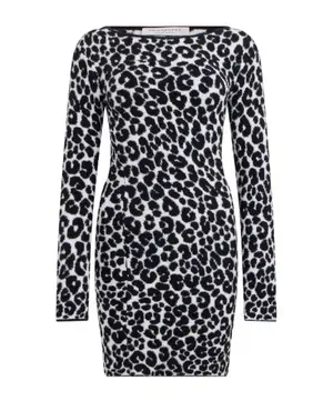 Philosophy Di Lorenzo Serafini Long Sleeve Animal Print Bodycon Dress