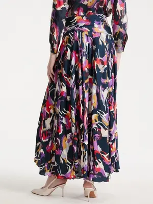Marella Printed Viscose Twill Skirt