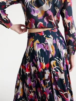 Marella Printed Viscose Twill Skirt