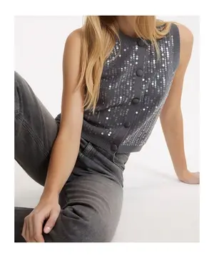 Marella Button-front Sequin Vest