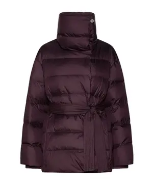 Marella Quilted Down Jacket With Belt - Black