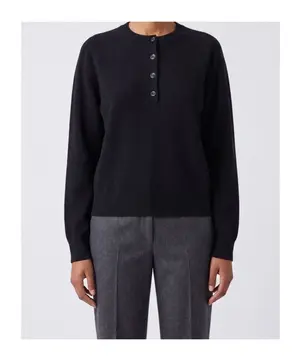 Loulou De Saison Crewneck Jumper With Front Button Fastening