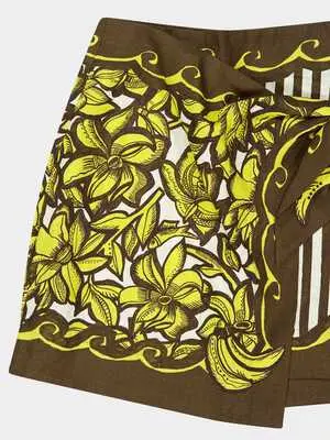 ALEMAIS Printed Wrap Skirt - Yellow