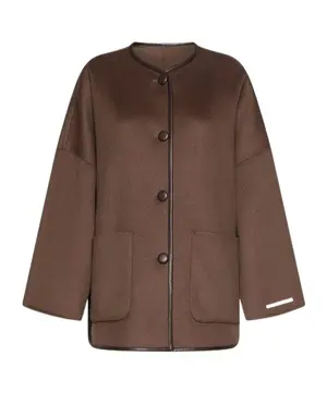 Marella Single-breasted Coat With Leather Detailing - No