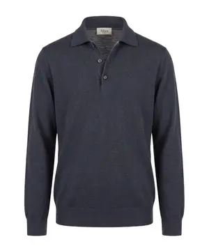 Altea Long Sleeve Polo-neck Sweater - Navy