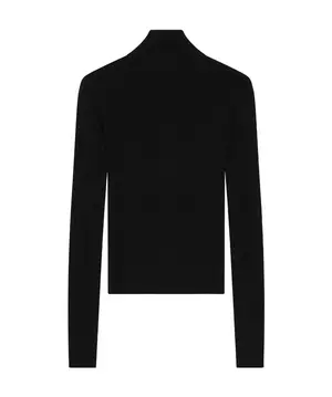 THE FRANKIE SHOP Sade Merino Wool And Silk Zip-neck Knit Top - Black
