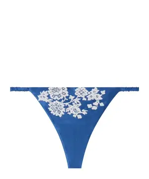 Carine Gilson Sapphireblue Satin Thong - Blue