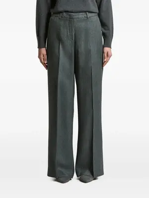 Peserico Ribbed Wide-leg Trousers With Vertical Stripes