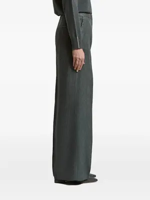 Peserico Ribbed Wide-leg Trousers With Vertical Stripes