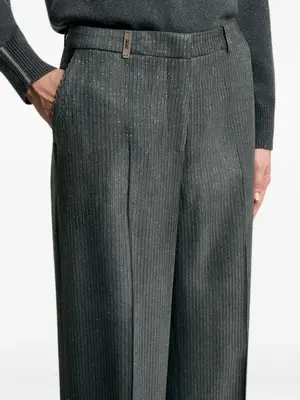 Peserico Ribbed Wide-leg Trousers With Vertical Stripes