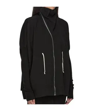 Rick Owens Asymmetric Zip Funnel Neck Sweatshirt