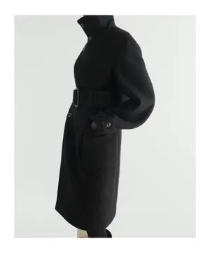 LEMAIRE Fitted Wrap Coat In Felted Wool And Alpaca Blend
