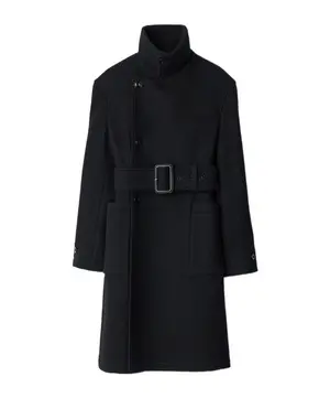 LEMAIRE Fitted Wrap Coat In Felted Wool And Alpaca Blend - Black
