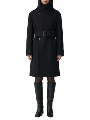 LEMAIRE Fitted Wrap Coat In Felted Wool And Alpaca Blend