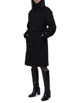 LEMAIRE Fitted Wrap Coat In Felted Wool And Alpaca Blend