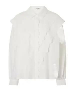 FRAME Embroidered Ruffled Shirt