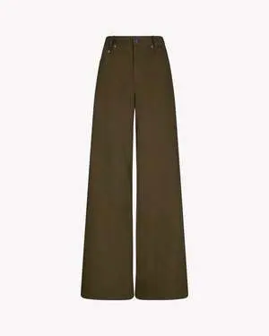 Serena Bute Cotton Loose Fit Trousers - Green