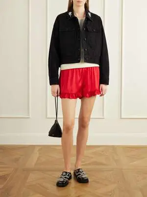 Simone Rocha Crystal-embellished Floral-print Denim Jacket