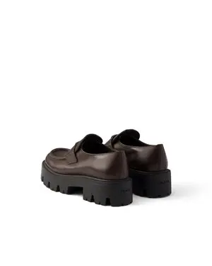 Prada Leather Loafers With Monoblock Rubber Sole