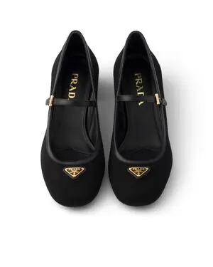 Prada Fabric Mary Jane Pumps With Logo Buckle