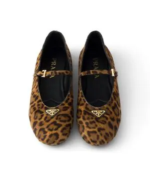 Prada Printed Leather Ballerinas - Neutral