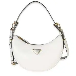 Prada Soft Calfskin Arqué Shoulder Bag - White
