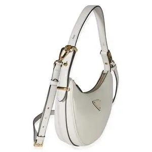 Prada Soft Calfskin Arqué Shoulder Bag - White