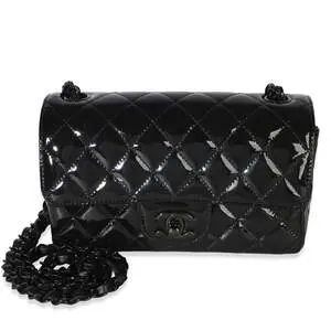 Chanel Quilted Patent Rectangular Flap Bag - Black