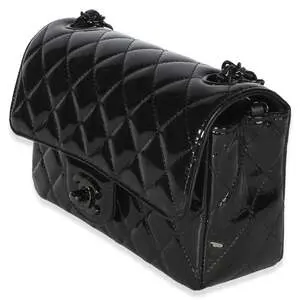 Chanel Quilted Patent Rectangular Flap Bag - Black