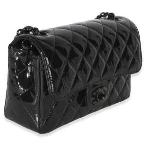 Chanel Quilted Patent Rectangular Flap Bag - Black