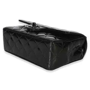 Chanel Quilted Patent Rectangular Flap Bag - Black