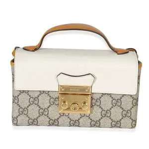 Gucci Gg Supreme Canvas Padlock Top Handle Bag - Neutral