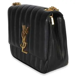 Saint Laurent Lambskin Matelassé Monogram Vicky Chain Bag